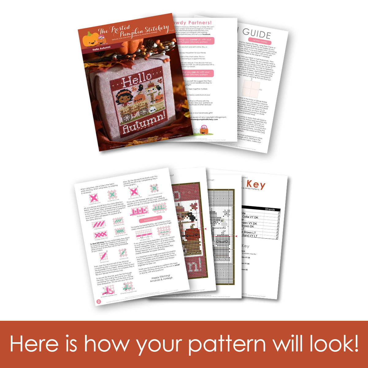 Hello Autumn PDF Cross Stitch Pattern | The Frosted Pumpkin Stitchery